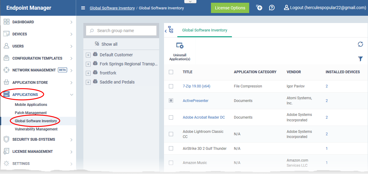 How to view and manage applications installed on managed Windows devices