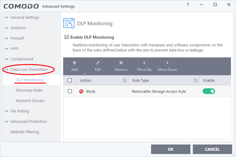 How to setup data loss prevention (DLP) rules and run scans in Comodo Client Security